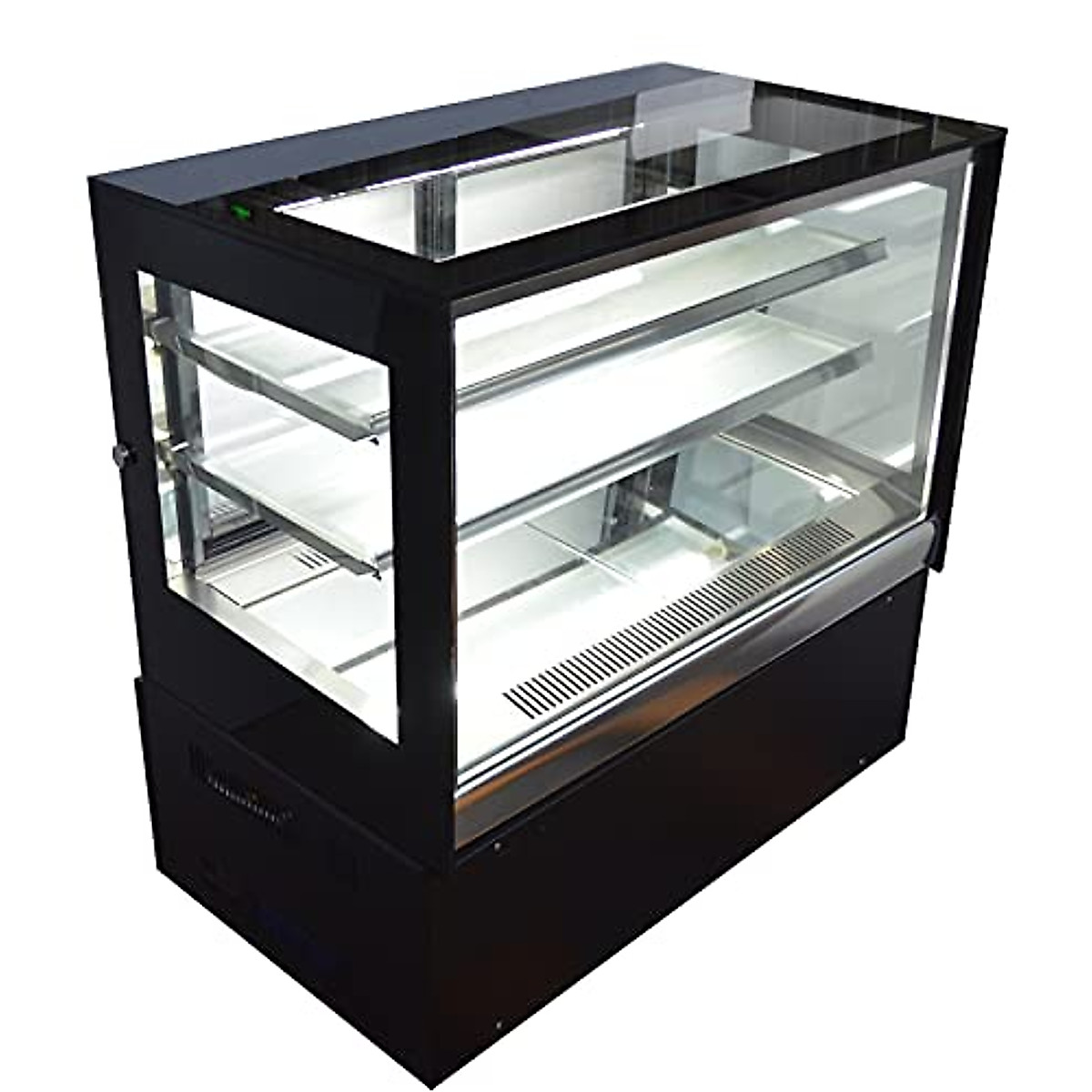 INTBUYING 36'' Countertop Refrigerated Cake Showcase Bakery Display Case Glass Display Case 220V (right angle back door)