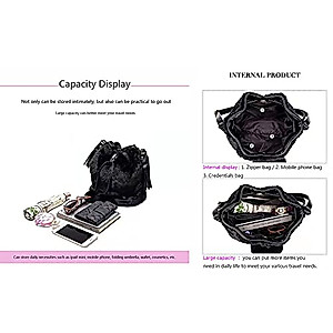 ENYIWH Women Leopard Print Faux Purse Fur Drawstring Bucket Bag Shoulder Crossbody Bag