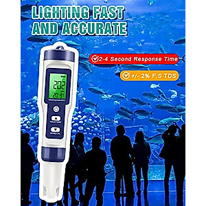 5 in 1 TDS Meter, Pool Salt Tester, 0.01 High Accuracy Digital PH Meter for Water, PH/TDS/EC/Salt/Temp Tester, PPM Meter Water Tester for Drinking Water, Hydroponics, Plants, Aquarium and Pool