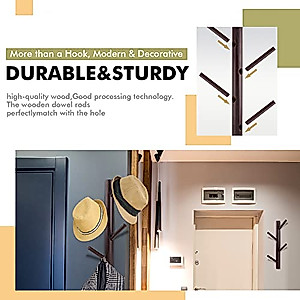 NiHome 2-Pack Branch Shape Decorative Wooden Coat Wall Mounted Hooks, Nordic Bamboo Coat Rack Hanger with Screws and Adhesive Bedroom Home Storage Rack Wall Hanging Tree Branch Hats Bags Coats Holder