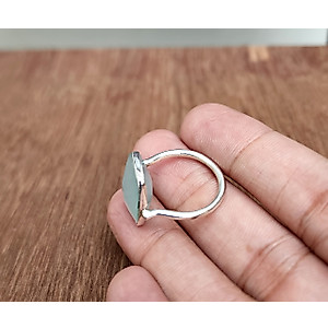 Aqua Chalcedony Ring 925 Solid Sterling Silver, Boho Statement Ring, Summer Gifts Ring, Bohemian Ring for Women, Rectangle Shape Ring All US Ring Size (12)