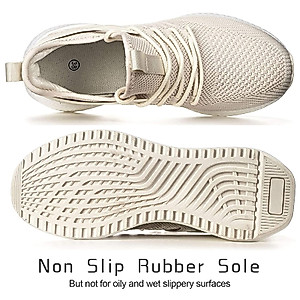 SDolphin Running Shoes Women Sneakers - Tennis Walking Shoes Ladies Athletic Workout Fashion Lightweight Mesh Memory Foam Road Running Shoes Beige