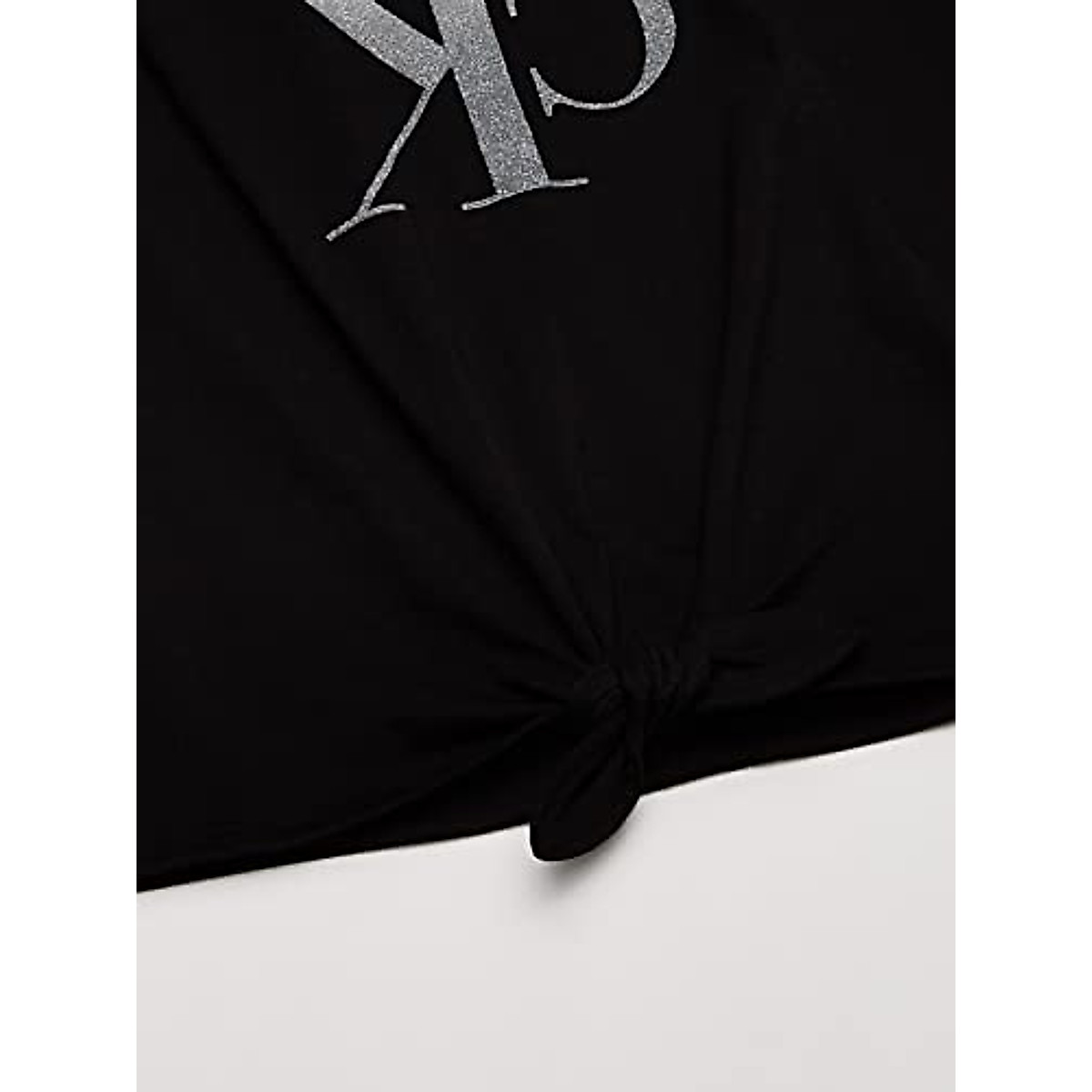 Calvin Klein Girls' Short Sleeve Tie Front Knot Graphic T-Shirt, Black Gradient, 8-10