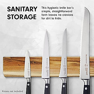 Messermeister Knife Magnet Bar, Acacia - Holds Up to 10 Knives - Easily Mounts to Wall & Includes Hardware + Mounting Instructions - 17 3/4"