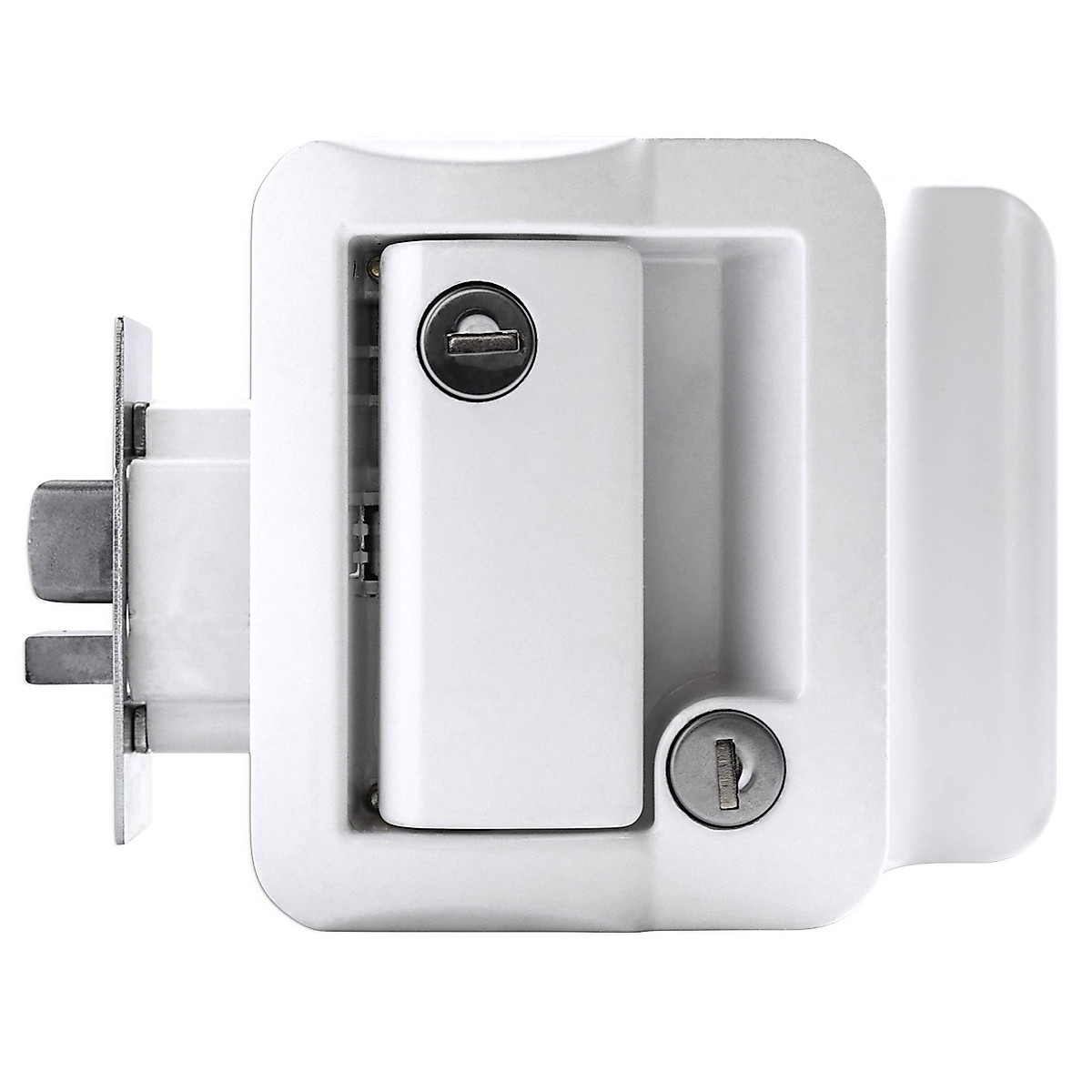 RV Travel Trailer Entry Door Lock Polar White Paddle Deadbolt