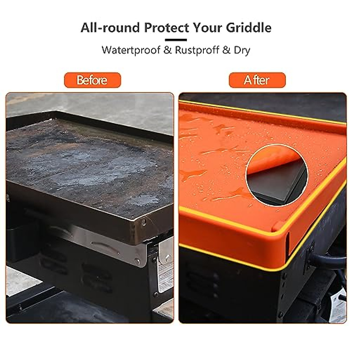 Griddle Cover Mat Full-Edge for Blackstone 28 Inch Grill, Full-Edge Food Grade Blackstone Accessories, Silicone BBQ Grill Buddy Mat for Blackstone Outdoor, Protect from Rust, Insects,Leaves