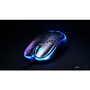 XTRFY MZ1, Ultra-Light Wired Gaming Mouse, Cutting-Edge Pixart 3389 Sensor, Unique Shape for Optimum Aim, Adjustable RGB Lighting, Zy’s Rail Edition