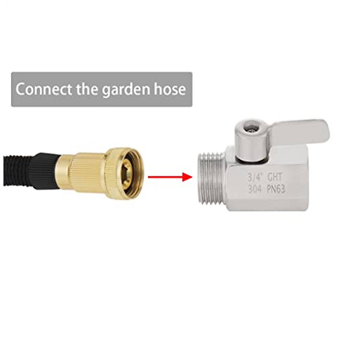 Stainless steel Garden Hose Shut Off Valve, 3/4"GHT Female × 3/4"GHT Male
