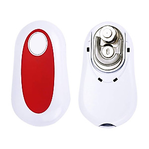 Qweeon Electric Can Opener,Battery Operated Can Opener with Smooth Edge,One Touch Can opener for Kitchen, White, 5.5x2.56x2.95 inch