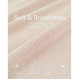 NACHILA Women's Pajamas Set Bamboo Ribbed Racerback Tank Top and Shorts Sleepwear Sleeveless Loose Fit Nightwear Pjs Pale Pink L