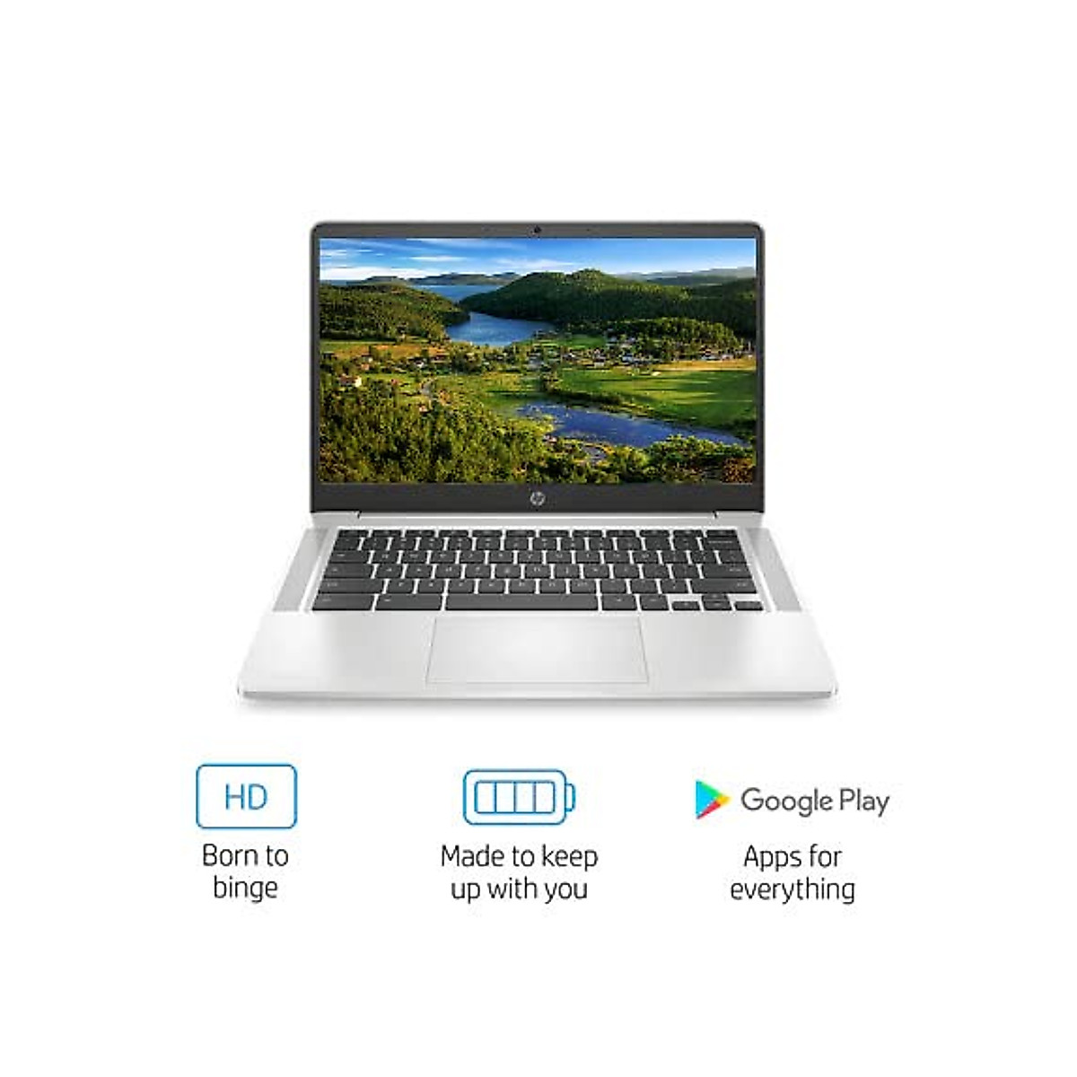2022 Newest HP Chromebook Laptop, 14" HD Screen, AMD 3015Ce Processor, 4GB RAM, 32GB eMMC Flash Memory, Webcam, WiFi, Bluetooth, Fast Charge, Chrome OS, Mineral Silver (Renewed)