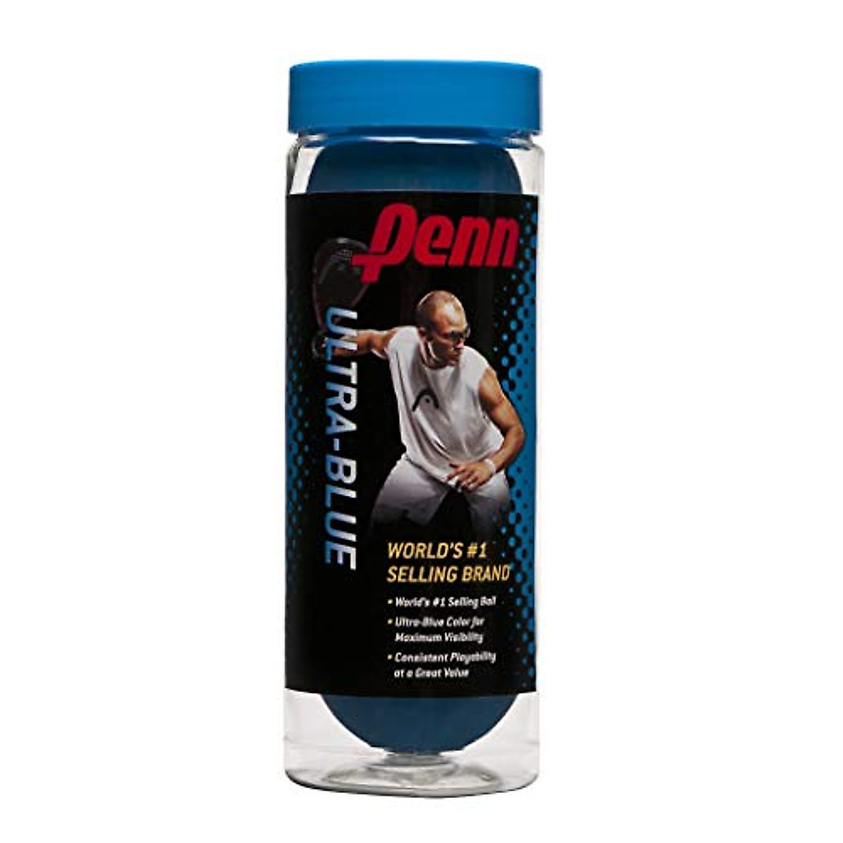 Penn Ultra Blue Racquetballs - 12 Can Case of 36 Racketball Balls