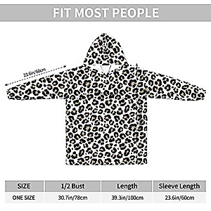 Cheetah Leopard Print Oversized Blanket Hoodie Sweatshirt Wearable Blanket Adult Teens Blanket Hoodie Giant Hood Pockets Super Soft Warm Comfy Plush Hoodie Blankets Hoodies For Women Men Kids
