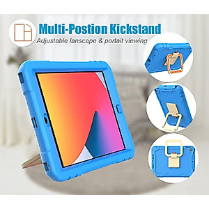 BMOUO iPad 8th/7th Generation Case for Kids,Built-in Screen Protector,Shockproof Case for New iPad 10.2” 2021/2020/2019 (8th Gen/7th Gen),Blue