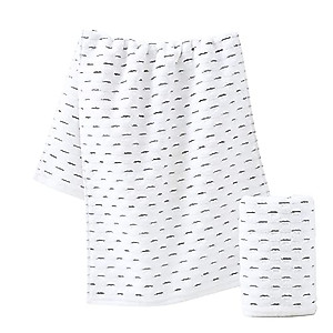 YiLUOMO White Hand Towels Black to Blue Striped Design Super Soft 100% Terry Cotton Highly Absorbent Decorative Hand Towel for Bathroom (13 x 29 Inch, 2 Pieces)