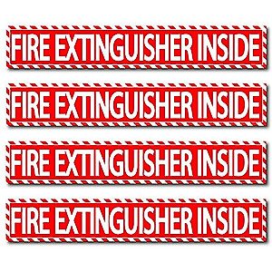 Fire Extinguisher Inside Sticker (4 Pack) 1.5" x 9" Decal Sign Self Adhesive for Trucks or Equipment