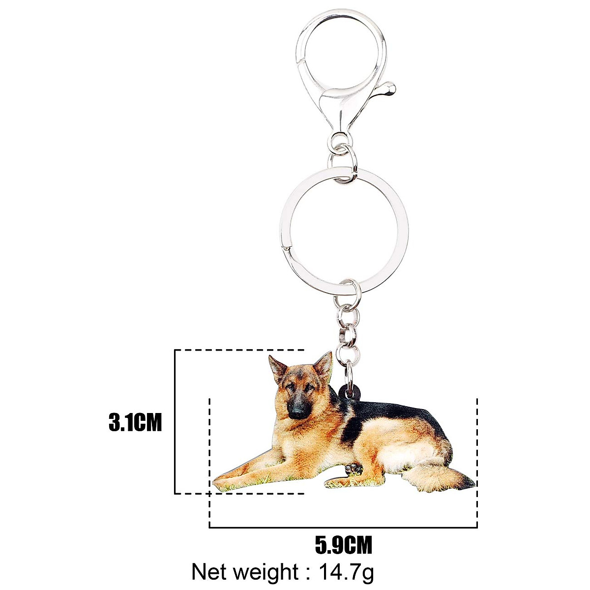NEWEI Acrylic German Shepherd Dog Keychains Animal Purse Car Accessories For Women Girls Charms Pets Gift