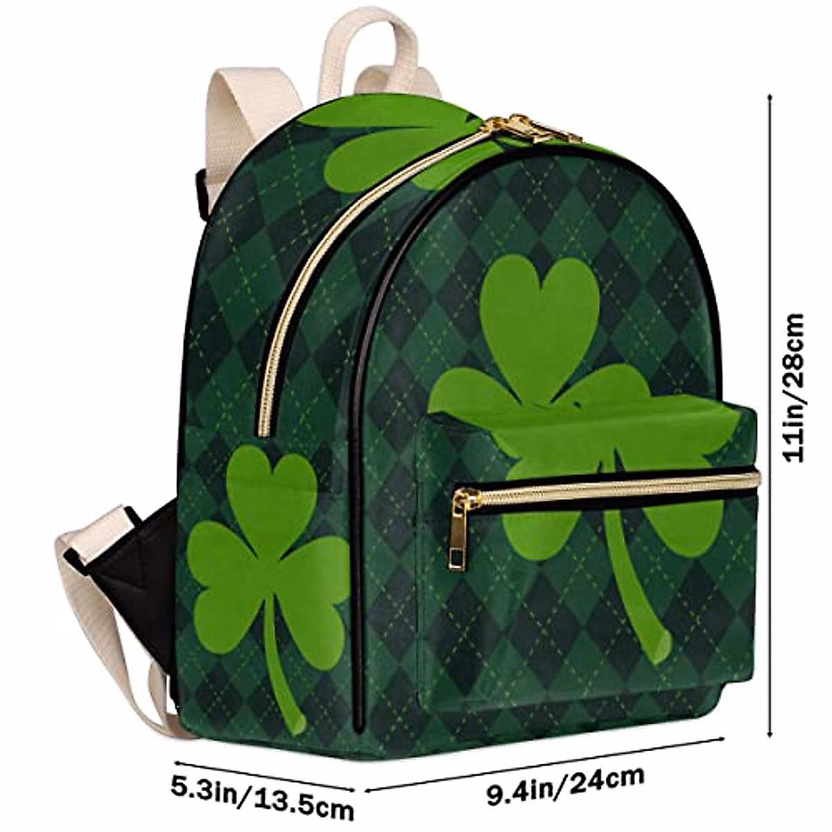 St. Patrick's Day Mini Backpack Purse for Women Shamrocks Clovers Paid Small PU Leather Designer Ladies Shoulder Bag Travel Fashion Daypack