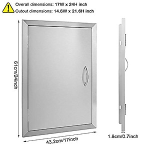 Seeutek Outdoor Kitchen Doors 17W x 24H Inch BBQ Access Door BBQ Island - Stainless Steel Single Wall Construction Vertical Door for Outdoor Kitchen Grilling Station or Commercial