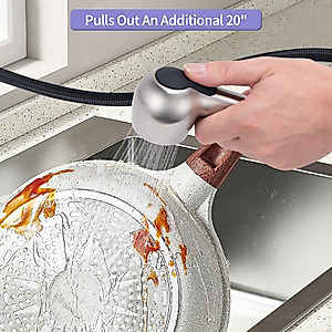 Utility Sink Faucet,Universal Laundry Tub ABS Plastic Faucet with Sprayer,Dual Handle Pull Out Faucet, Chrome Finish Laundry & Utility Room Sink Faucets,4 Inch Center Set