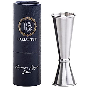 BARIANTTE Silver Double Jigger for Bartending, Cocktail Jigger 2 oz 1 oz, Cocktail Measuring Cup Japanese Jigger Shot Measure Jiggers, Bar Measuring Tools Bar Jigger with Measurements Inside