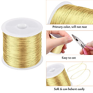 MIKIMIQI 328Ft Jewelry Wire Craft Wire 26 Gauge Tarnish Resistant Jewelry Beading Wire Copper Beading Wire for Jewelry Making Supplies and Crafting, 0.4mm X 100m (Gold)
