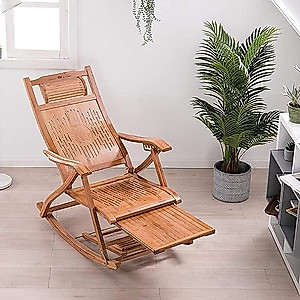 Zero Gravity Chair Lounge Chair Outdoor Lounge Chair Folding Rocking Chair Deck Chair Bamboo Chair Garden Lounger Nap Chair Backrest Armchair Recliner Folding Recliner Chair Patio Lounge Chair ( Color