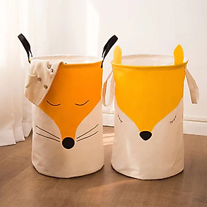 2 Packs Nursery Laundry Hamper,Fox Storage Basket,Fox Basket,Round Laundry Basket,Laundry Basket,Fox Hamper,Animal Hamper,Animal Laundry Basket,Cute Babies Laundry Basket,Decorative Laundry Baskets
