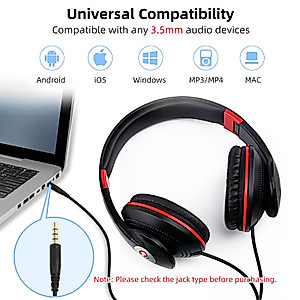 ibrain Air Tube Headphones Air Tube Headset Over The Ear Headphones Wired Airtube Headset with Patented Technology 3.5mm Jack for Computer, PC, Phone - Black