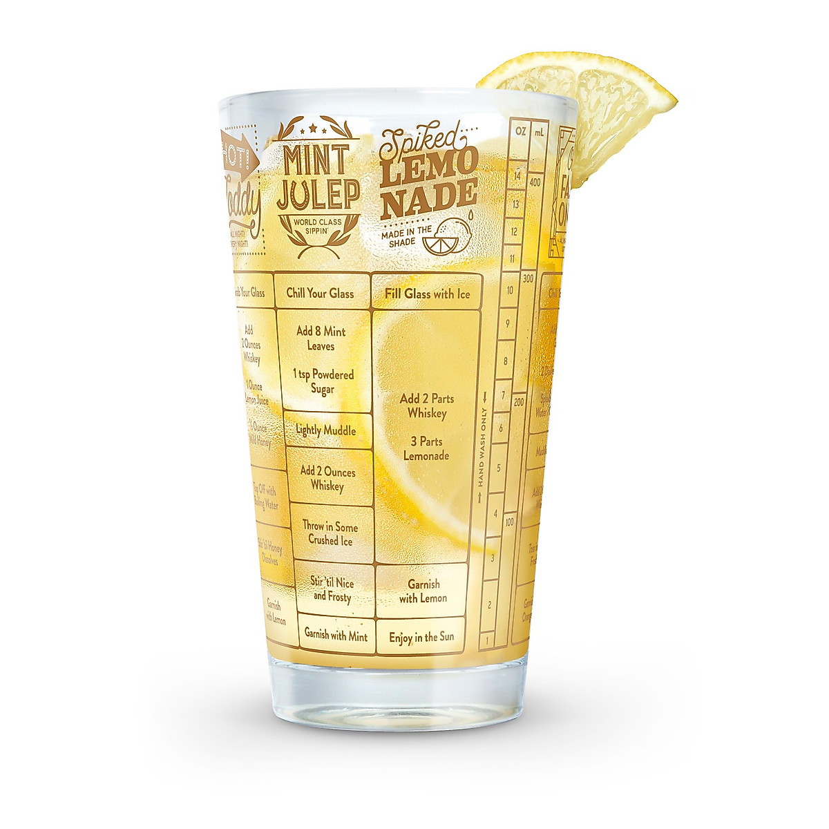 Fred GOOD MEASURE Cocktail Recipe Glass, Whiskey