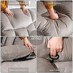 ANJ Modern Overstuffed Recliner Chair, Manual Recliners with Breathable Fabric and Padded Cushion, Extra Wide Reclining Chair for Living Room Bedroom, Camel