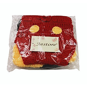 Jastore® Photography Prop Baby Costume Cute Crochet Knitted Hat Cap Girl Boy Diaper Shoes Mouse Red