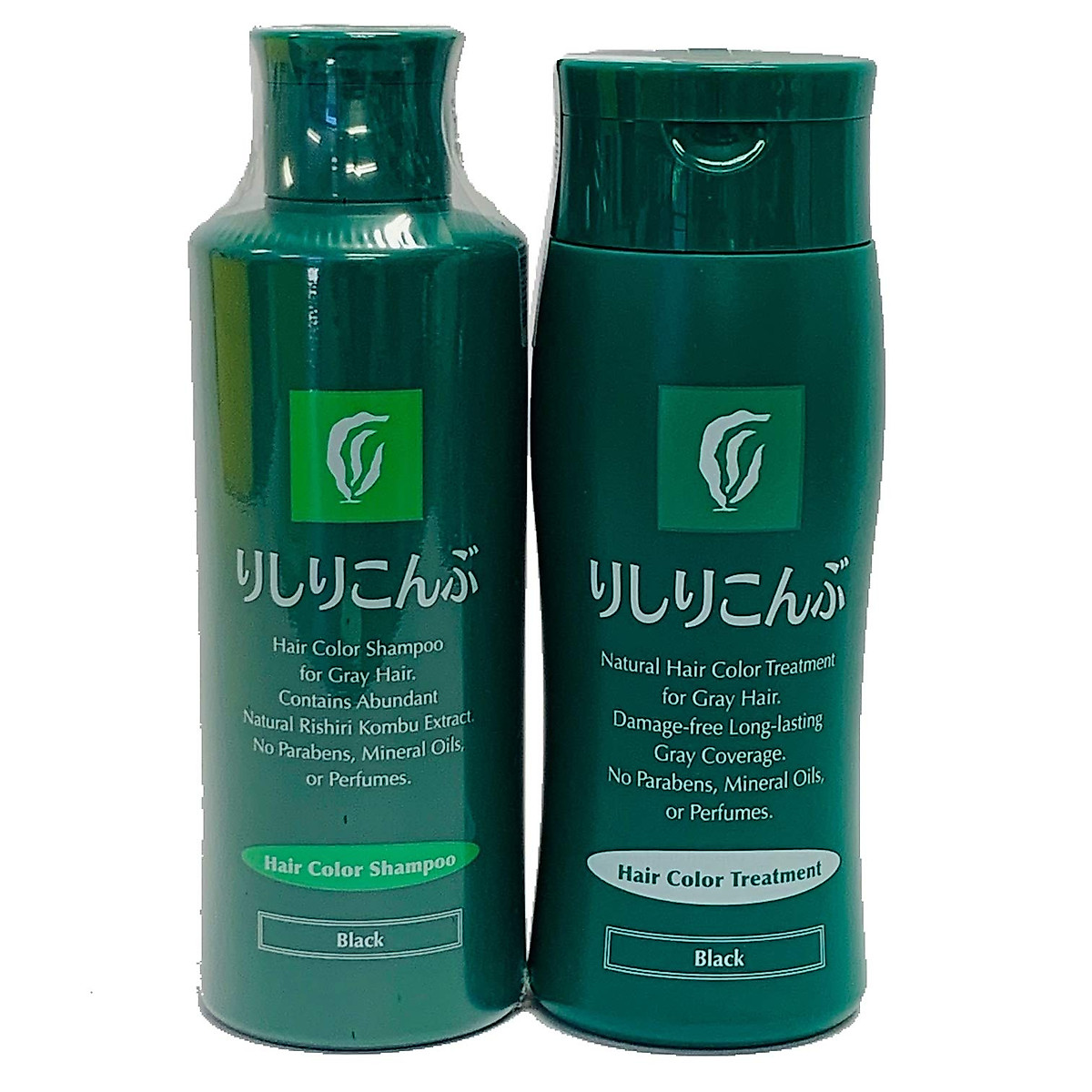 Rishiri Color Shampoo Black 6.7fl oz and Hair Coloring Treatment Black 200g