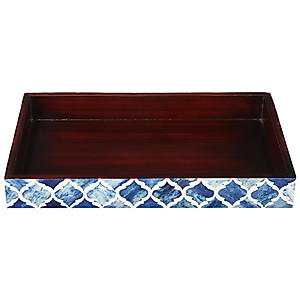 Handicrafts Home Handmade Moroccan Pattern 10x6 Towel Tray - Small Bathroom Tray, Guest Towel Holder, Decorative Napkin Holder, Bathroom Countertop Storage, Kitchen Hand Towel Holder Moroccan Blue