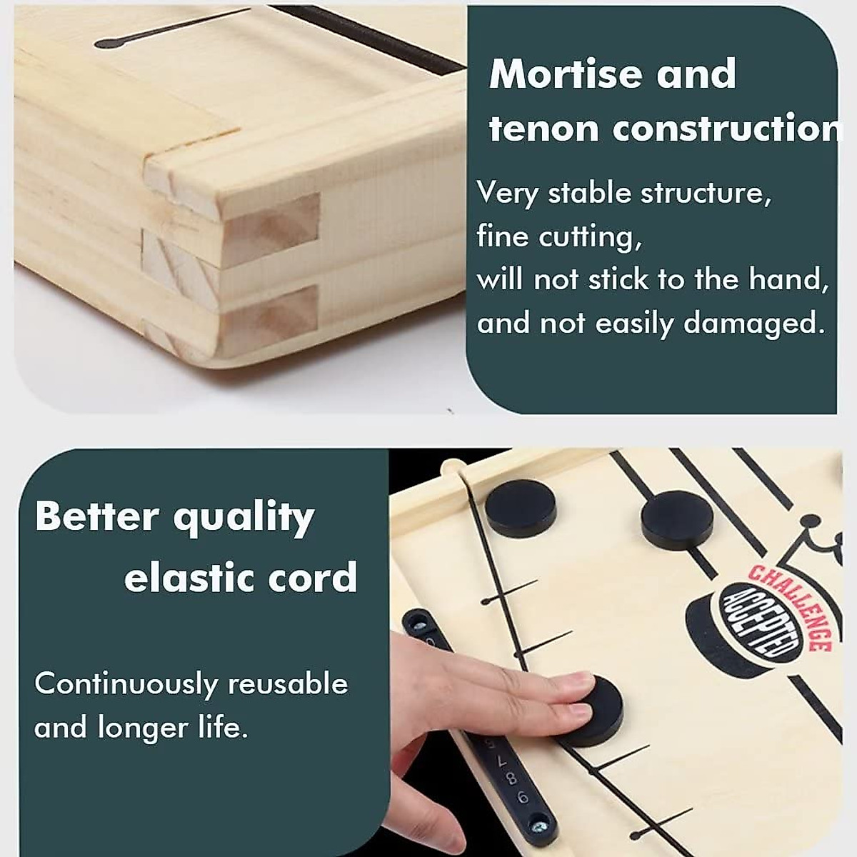 Fast Sling Puck Game Large Fast Sling Puck Game, Foosball Wooden Board Game for Kids and Family, Sling Puck Winner Board Games for Family, Birthday Gift, Large Size with L（23.6in*11.8in）