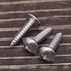 #10 x 3/4" Truss Head Wood Screw, Phillips Truss Head Self Tapping Sheet Metal Tek Screw, 18-8 Stainless Steel 304, Brgiht Finish, 100 PCS