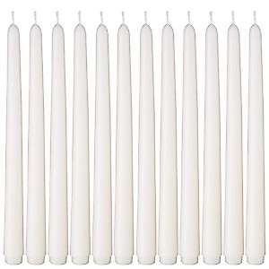 Arosky 10 Inch Unscented Taper Candles Wedding Dinner Candle Set of 12 (Ivory)