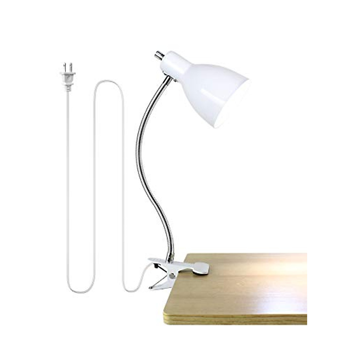 Desk lamp Eye-Caring Table Lamps, 360°Rotation Gooseneck Clip on Lamp, Clip On Reading Light, Portable Reading Book Light, Clamp Light, Study Desk Lamps for Bedroom and Office Home Lighting (White)