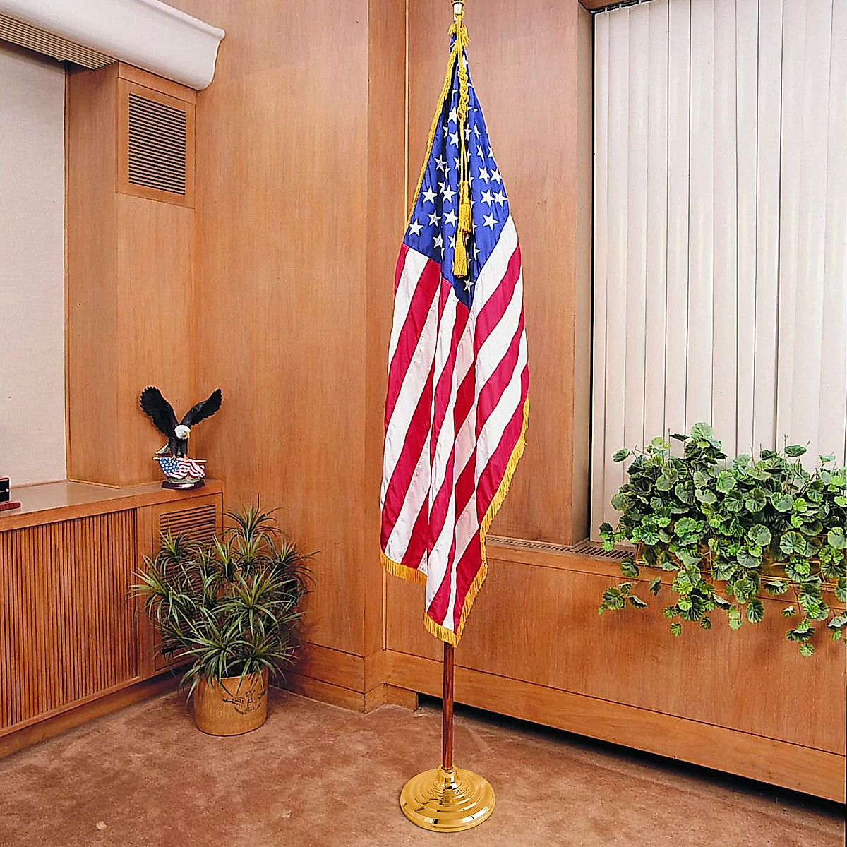 This Base Stand for Indoor Flagpole, Gold Interior Flag Holder Stands ...