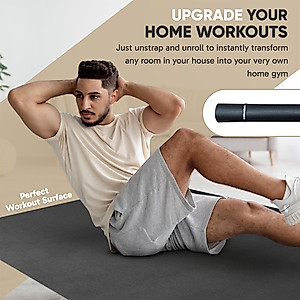 Premium Extra Large Exercise Mat - 8' x 4' x 1/4" Ultra Durable, Non-Slip, Workout Mats for Home Gym Flooring - Jump, Cardio, MMA Mat - Use With or Without Shoes (96" Long x 48" Wide x 6mm Thick)