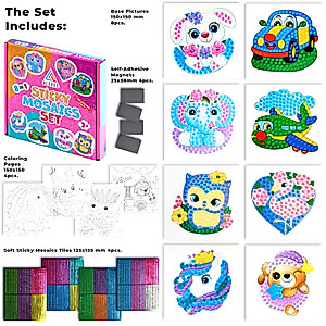 ALEXES Mosaic Sticker Art Kits for Kids - Sticky Number Mosaic - Sticker Mosaics for Kids - Stick Together Mosaic Sticker Poster - Sticky Mosaic for Kids Set 3