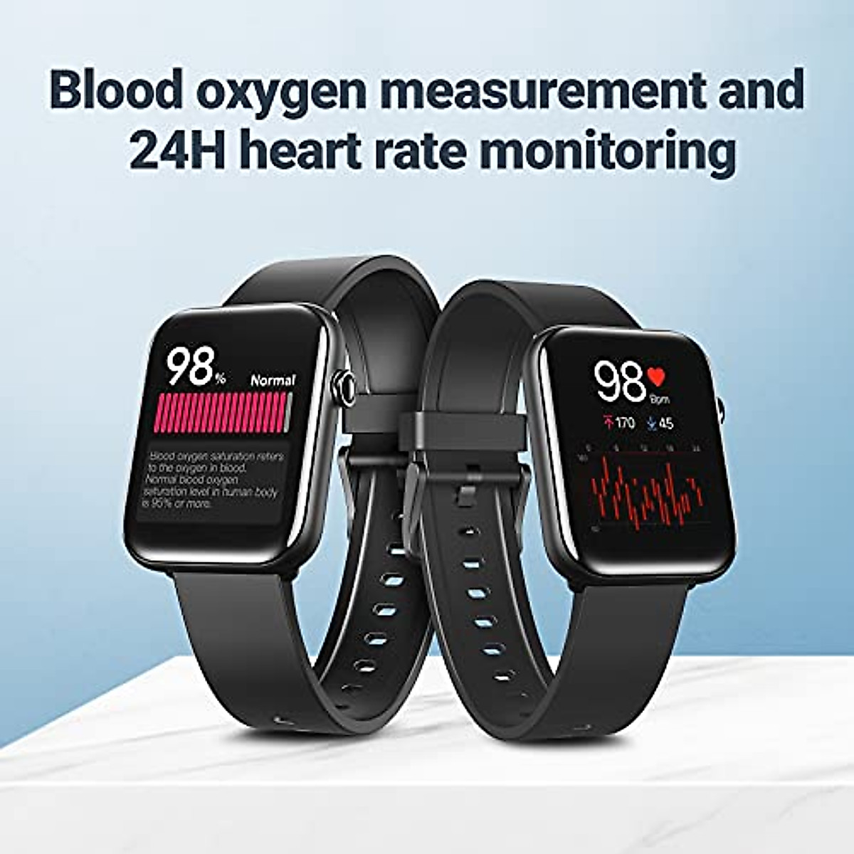 Ticwatch GTH smartwatch 24H Skin Temperature Measurement Blood Oxygen 24H Heart Rate Monitoring Sleep Tracking 5ATM Water Resistant Rating Stress Tracking 10 Days Battery Life Smart Watch