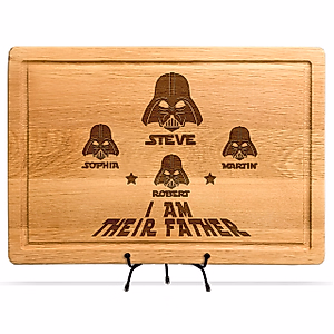 Personalized I am Their Father StarWar Dad Gift Cutting Board, Fathers Day Gifts from Kids, Funny Star War Gift, Darth Character Plaques, Custom Name Stars War Mens Gift, Gift from Daughter or Son