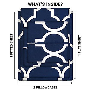 Utopia Bedding Bed Linen Set, Soft Microfiber 4 Pieces Bed Sheets with 15" Deep Pocket - Easy Care Brushed Microfiber (Full, Navy)