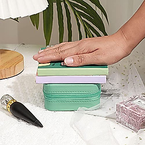 GOTDYA Travel Jewelry Case,Small PU Leather Portable Jewelry Box for Organized and Storing Jewelry,Tiffany Blue