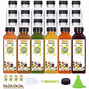 The Buyer Choice 144pcs 16oz Plastic juice containers with lids Bulk Reusable juice Bottles for juicing with Black Tamper Evident Lids, Disposable Empty Clear Bulk Beverage Containers for smoothies