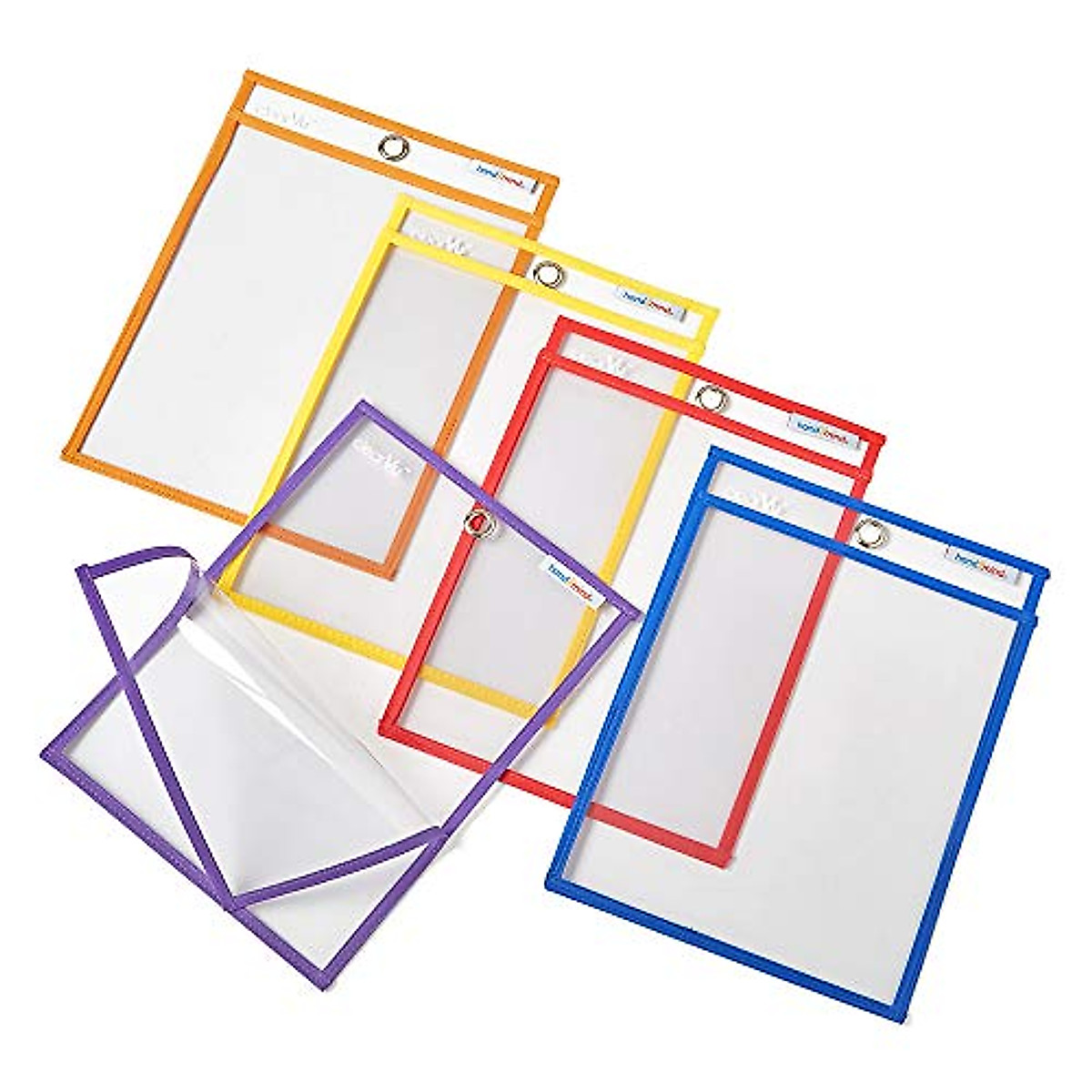 hand2mind Reusable Clear-Vu Dry Erase Pockets for Students, Dry Erase Office Supplies, Teacher Supplies for Classroom, School Supplies, Classroom Supplies (Pack of 5)