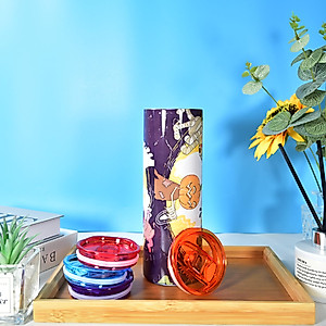 FECBK 5 Pcs 20oz Skinny Tumbler Lid Replacement Lids Plastic Splash Resistant Lids Covers Spill Proof Silicone Sliding Skinny Tumbler Lid, BPA Free, Multi-Colored for Mouth Tumbler Cooler Cup