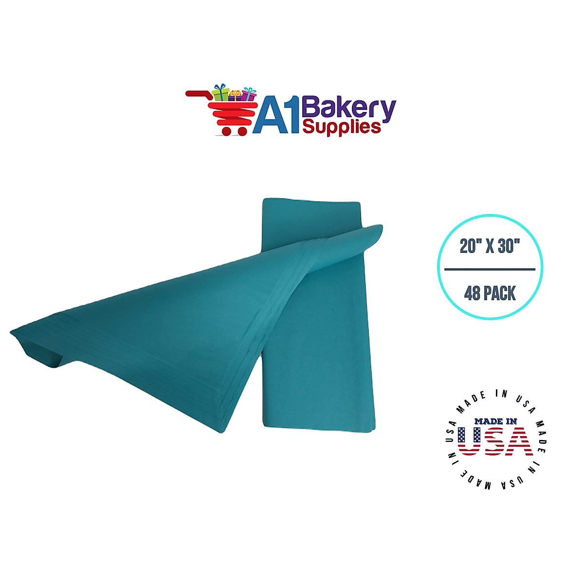 Caribbean Teal Tissue Paper 20 Inch x 30 Inch - 48 XL Sheets Premium Quality Tissue Paper by A1 bakery supplies