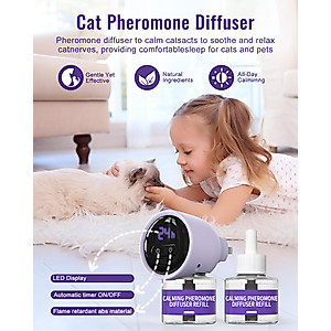 lesotc Cat Pheromones Calming Diffuser Effectively Relieve Anxiety Stress Cat Calming Diffuser Multicat Pheromones Diffuser Refill Reduce Fighting Spraying and Scratching Calm Relaxing Fits All Cats
